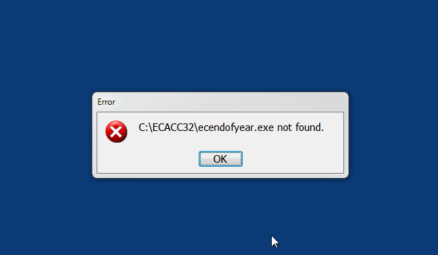 ไม่สามารถปิดสิ้นปีได้ ขึ้นข้อความ "ecendofyear.exe not found" จะแก้ไข ...